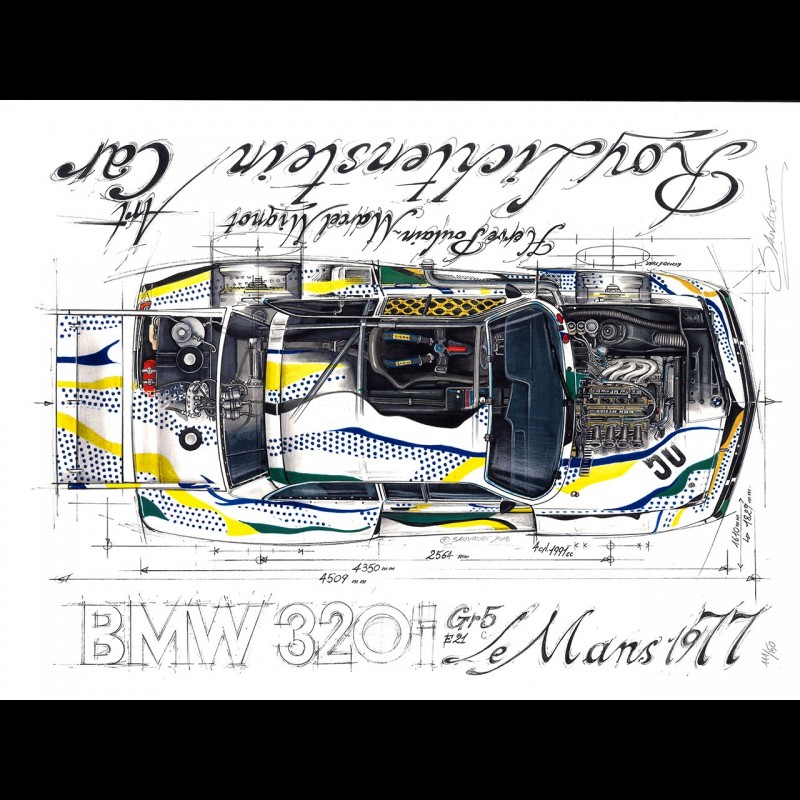 BMW 320i Gr. 5 Roy Lichtenstein 24h Le Mans 1977 dessin original de ...