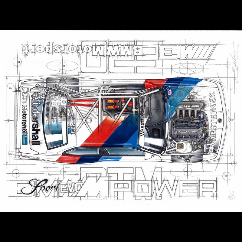 BMW M3 E30 Motorsport MPower DTM Sport Series original drawing by ...