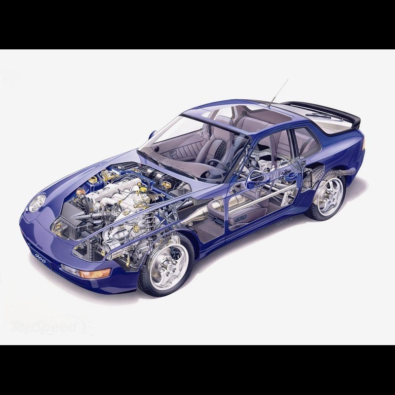 Postcard Porsche 968 engine phantom picture