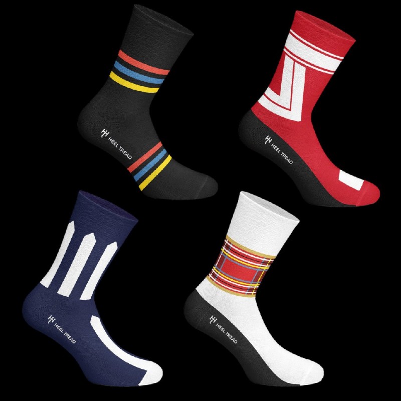 4 pairs Inspiration F1 Pilot Helmets Socks Formula One 1967-1977 Boxset