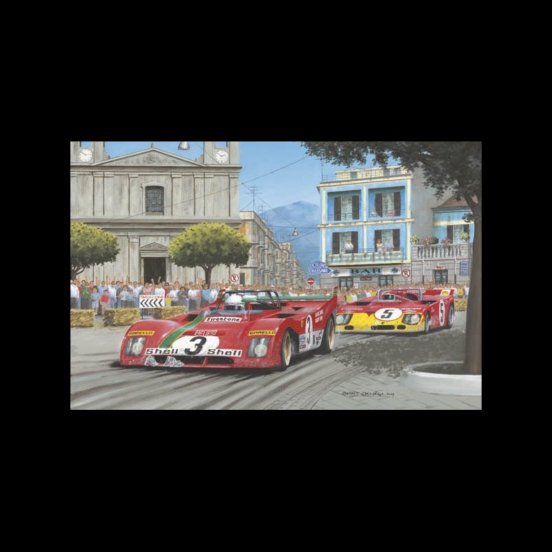 Poster Ferrari 312 PB n° 3 & Alfa Romeo T33 n° 5 Targa Florio 1972 ...