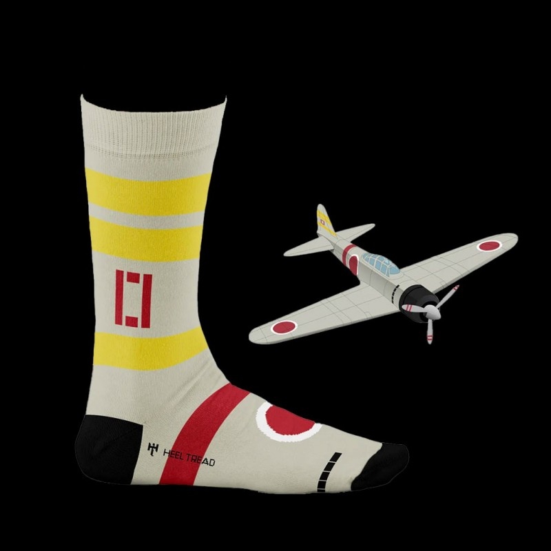 Inspiration Mitsubishi Zero socks Cream White / Yellow - unisex - Size ...