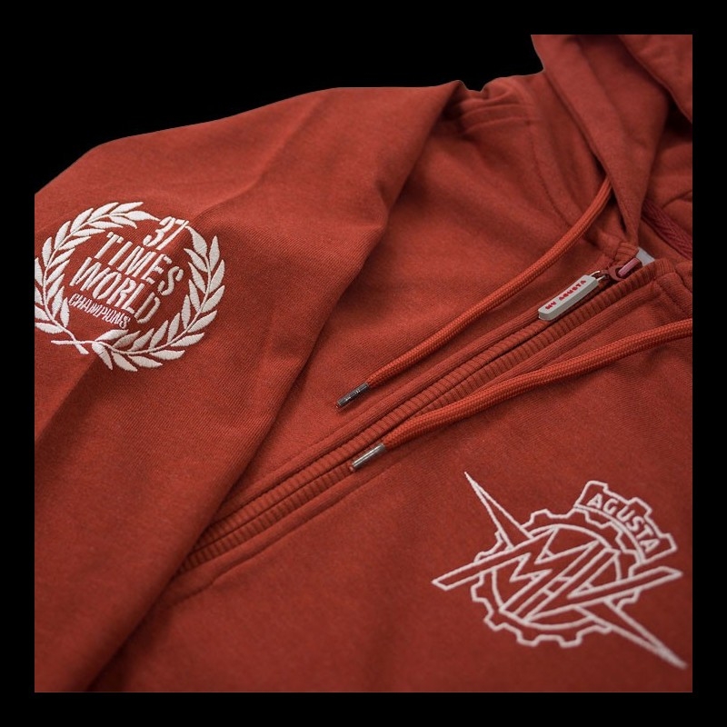 MV Agusta Hooded Sweat Cotton Zipper Vest Orange MV-FE012 - men
