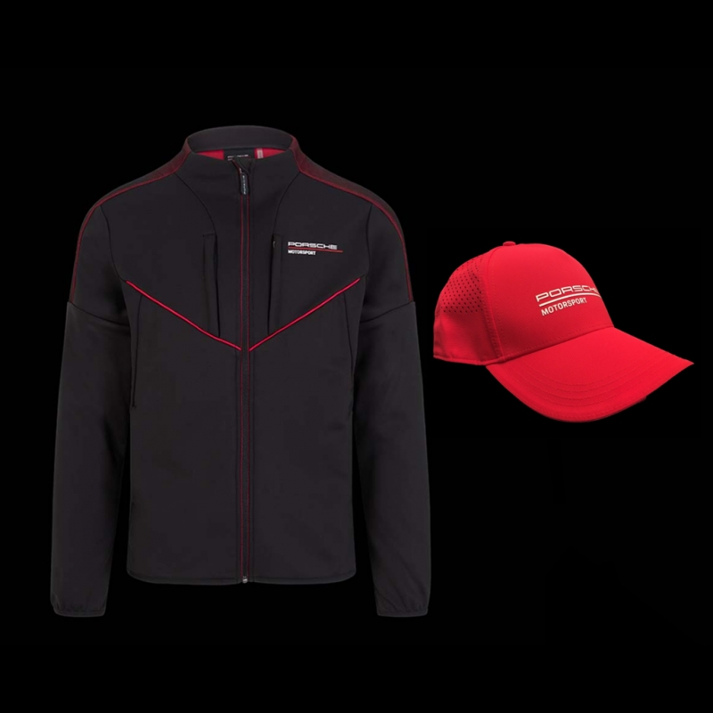 Duo Porsche jacket Motorsport 4 Softshell + Porsche Motorsport Cap Perforated Red - men