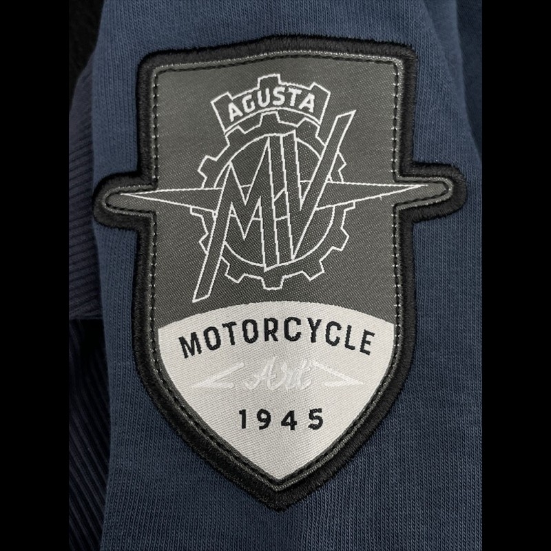 MV Agusta Hooded Cotton Zip Vest Navy Blue MV-FE015 - Men