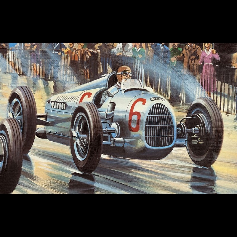 Poster "Silver Arrows" Caracciola Rosemeyer GP Monaco 1936 ...