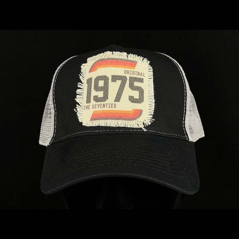 Anniversary Hat Vintage 1975 Seventies Trucker Black / Grey