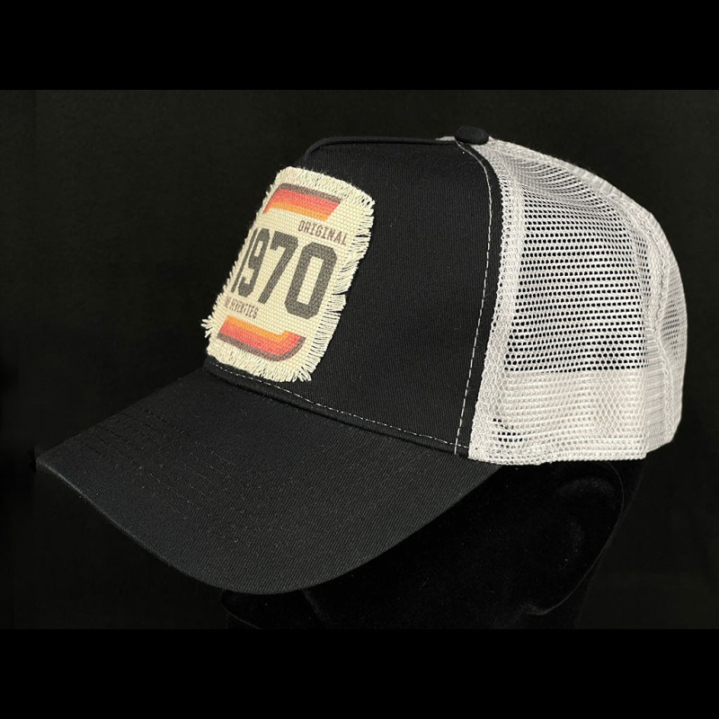 Anniversary Hat Vintage 1970 Seventies Trucker Black / Grey
