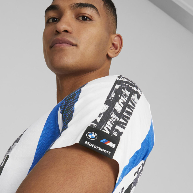 BMW Motorsport T-shirt Puma Strip Weiß / Blau 538139-02 - herren