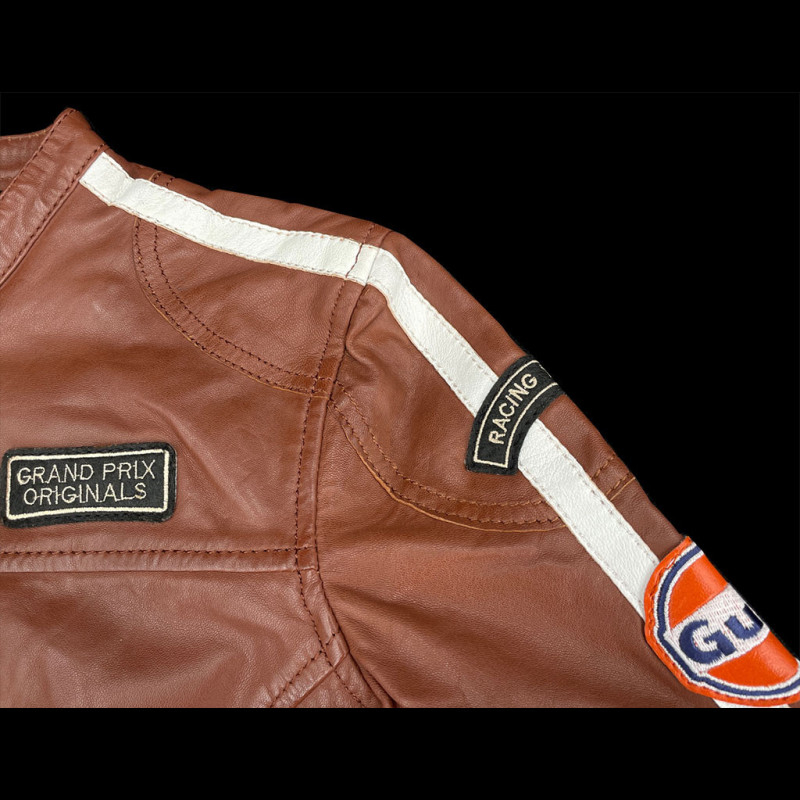 Gulf Leather Jacket Racing Classic Driver Cognac - Women