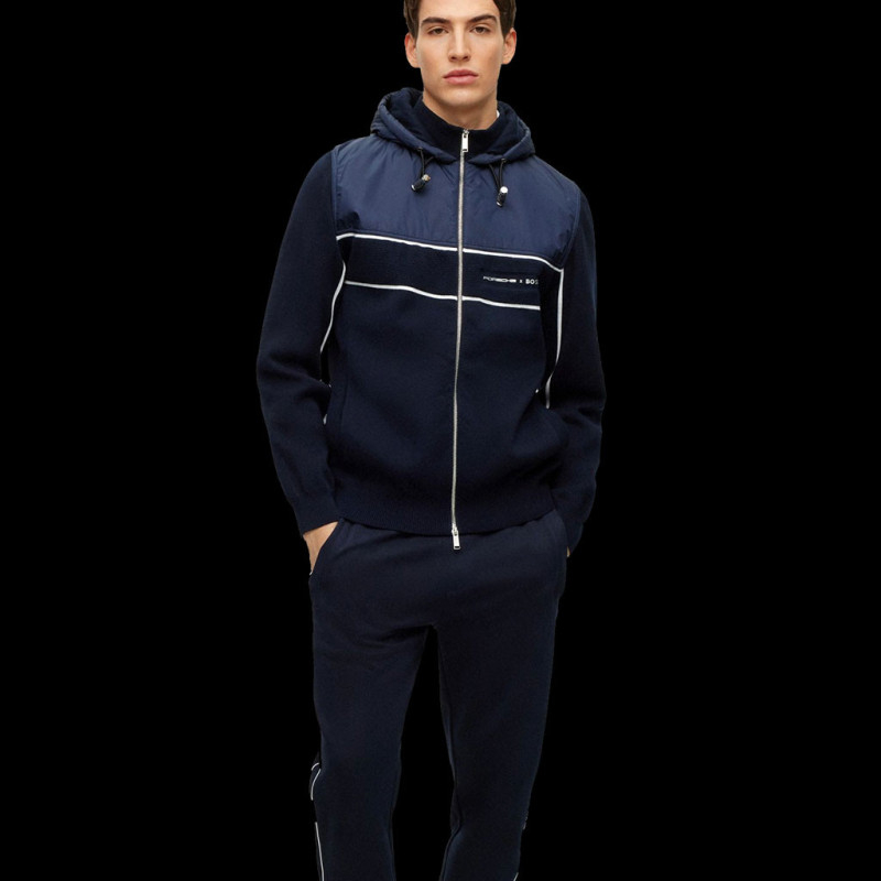 Porsche x BOSS Hooded Jacket Hybrid with Striped Trims Dark Blue BOSS ...