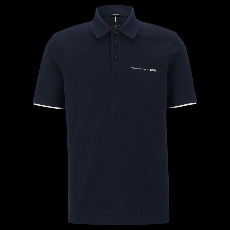 Porsche x BOSS Polo shirt Capsule logo Stretch-cotton Dark blue BOSS ...