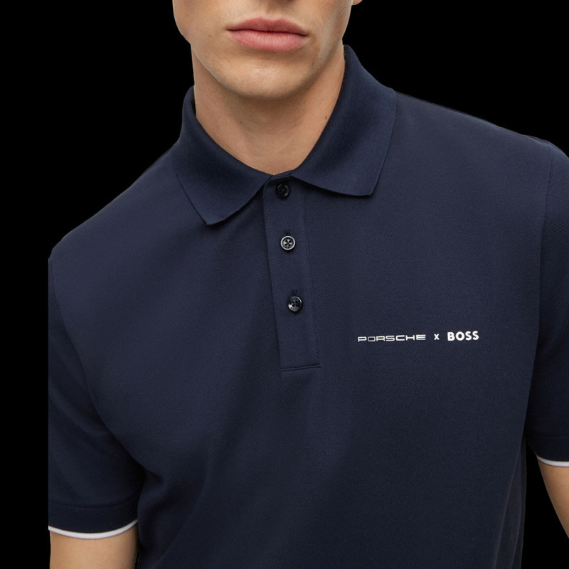 Porsche x BOSS Polo shirt Capsule logo Stretch-cotton Dark blue BOSS ...