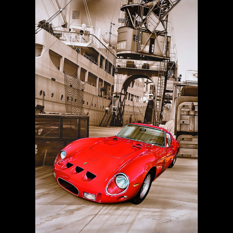 Carte postale Ferrari 250 GTO 1963 François Bruère - CP96