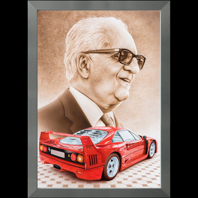 Ferrari Poster F40 Enzo Ferrari Aluminium frame François Bruère - VA181