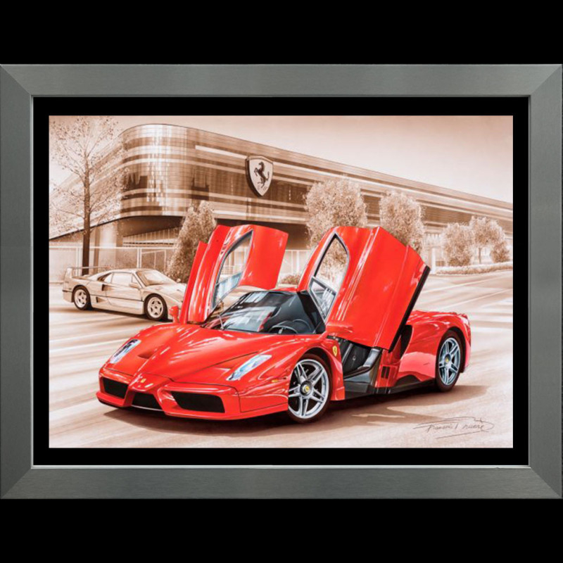 Ferrari Poster Enzo & F40 Aluminium frame François Bruère - VA183