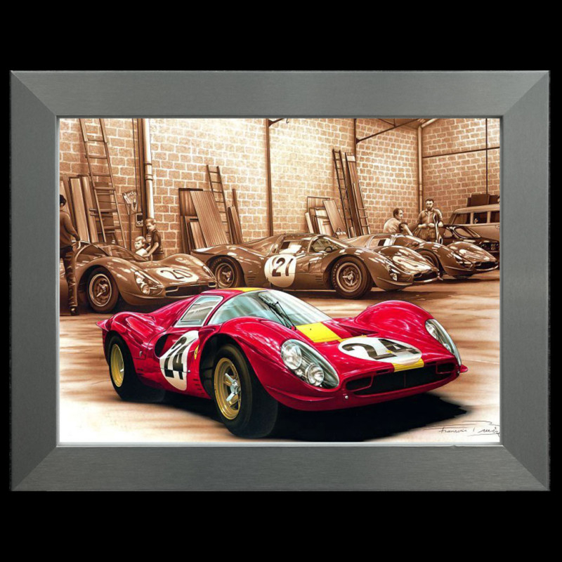 Ferrari Poster 330 P4 n° 24 24h Le Mans 1967 Aluminium frame François ...