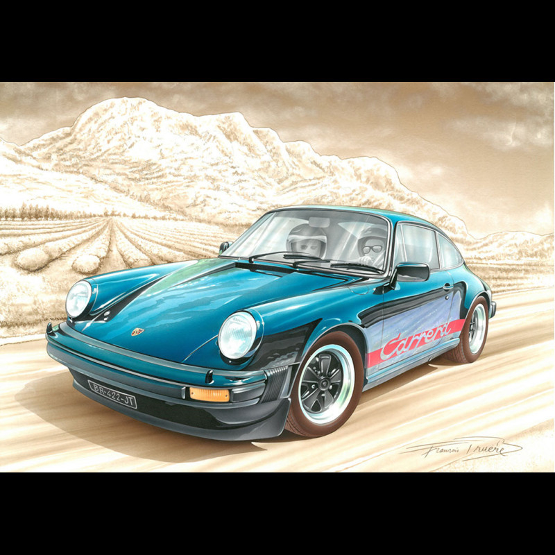 Porsche Postcard Porsche 911 Carrera 1976 François Bruère - CP216