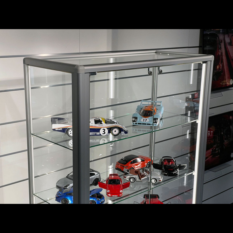 Large Glass/Aluminum Showcase with LED lighting for Porsche 1/18 and 1/ ...
