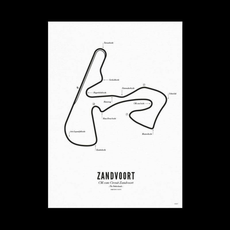 Affiche Circuit Zandvoort A3 29,7 x 42 cm GP Pays-Bas F1 Poster