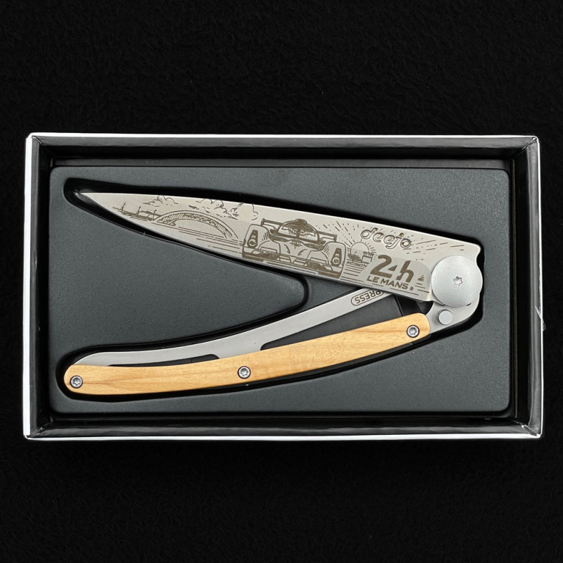 24h Le Mans Messer 100 Jahre Tagesausgabe Tattoo Titan Olivenholz Deejo ...