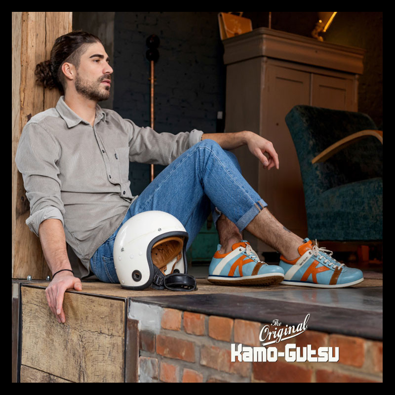 Kamo-Gutsu Shoes The Original Tifo 042 Leather Gulf blue / Orange ...