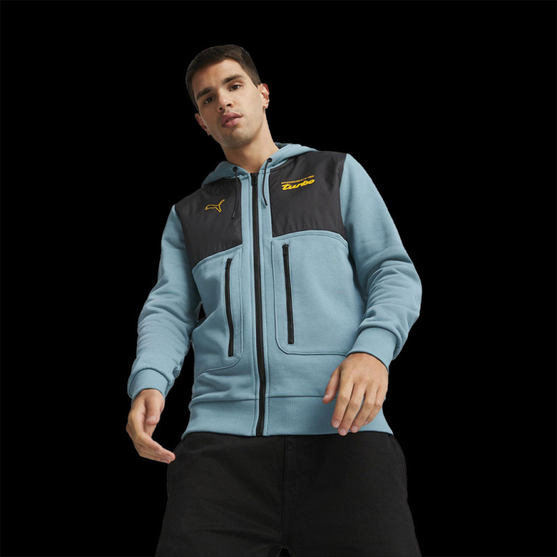 Porsche Jacket Turbo Puma Blue / Black Hooded Jacket 621023-02 - Men