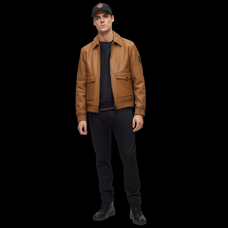 Porsche x BOSS Jacket Regular Fit Goat Leather Brown BOSS 50499073_218 ...