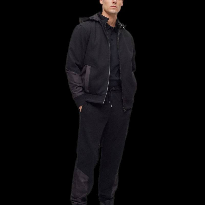 Porsche x BOSS hooded jacket Bi-material water-repellent Black BOSS ...