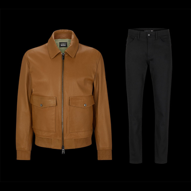 Duo Porsche x BOSS Jacket Goat Leather + Porsche x BOSS Jeans Tapered ...