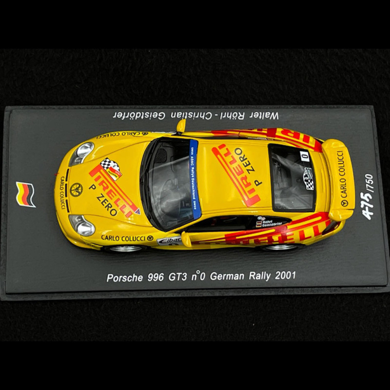 Porsche 911 GT3 Type 996 n° 0 Rallye Allemagne 2001 Pirelli 1/43 Spark ...