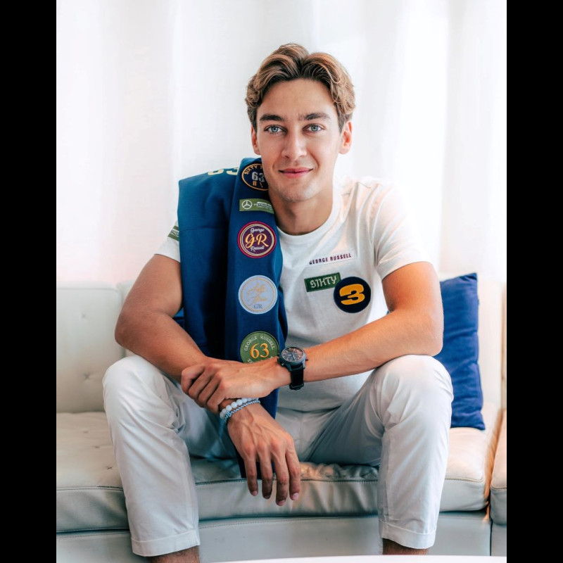 Mercedes AMG T-Shirt F1 Team George Russell Vintage Ecru 701223502-001 ...