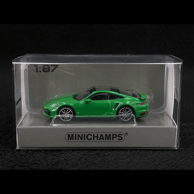 Porsche 911 Turbo S Type 992 2020 Python green 1/87 Minichamps 870069070