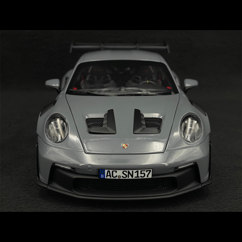 Porsche 911 GT3 RS Type 992 2022 Gris Arctique / Bandes Rouge Pyro 1/18 Norev 187350