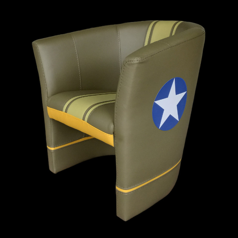 Tub chair Aviator B17 Memphis Belle Khaki / Grey