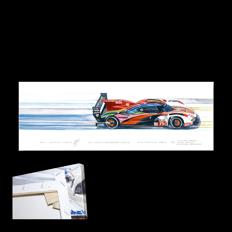 Porsche 963 n° 75 24h Le Mans 2023 100 x 30 cm Canvas on wooden frame Limited edition Uli Ehret ...