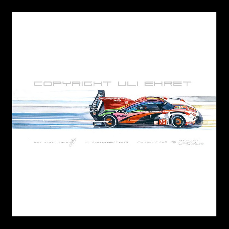 Porsche 963 n° 75 24h Le Mans 2023 100 x 30 cm Canvas on wooden frame Limited edition Uli Ehret ...