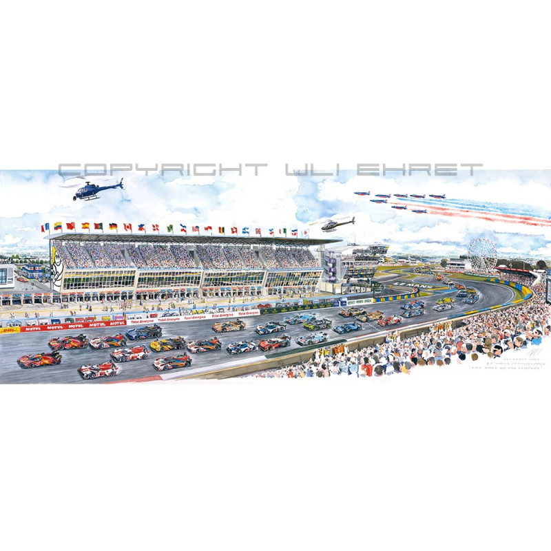 Start 24h Le Mans 2023 40 x 80 cm Black wood frame Limited edition Uli Ehret - 1124