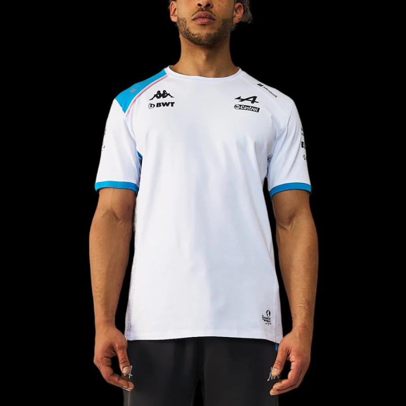 Alpine T-shirt F1 Team Ocon Gasly Kappa White / Blue Cotton 321F34W-A0A ...