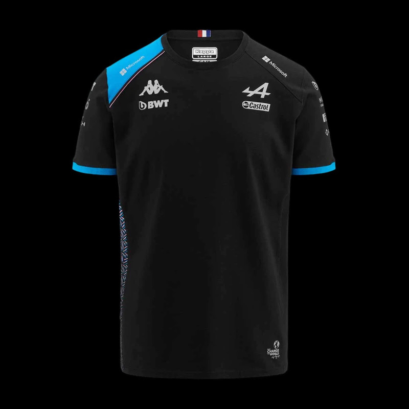 Alpine T-shirt F1 Team Ocon Gasly Kappa Black / Blue Cotton 321F34W-A12 ...