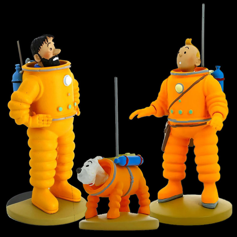 Trio figurines Tintin - Objectif lune / On a marché sur la Lune 12 cm ...