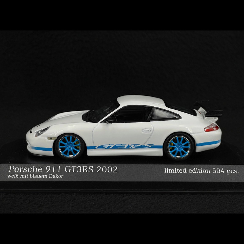 Porsche 911 GT3 RS Type 996 2002 Blanc Carrara / Bleu Mexico 1/43 Minichamps 403062029