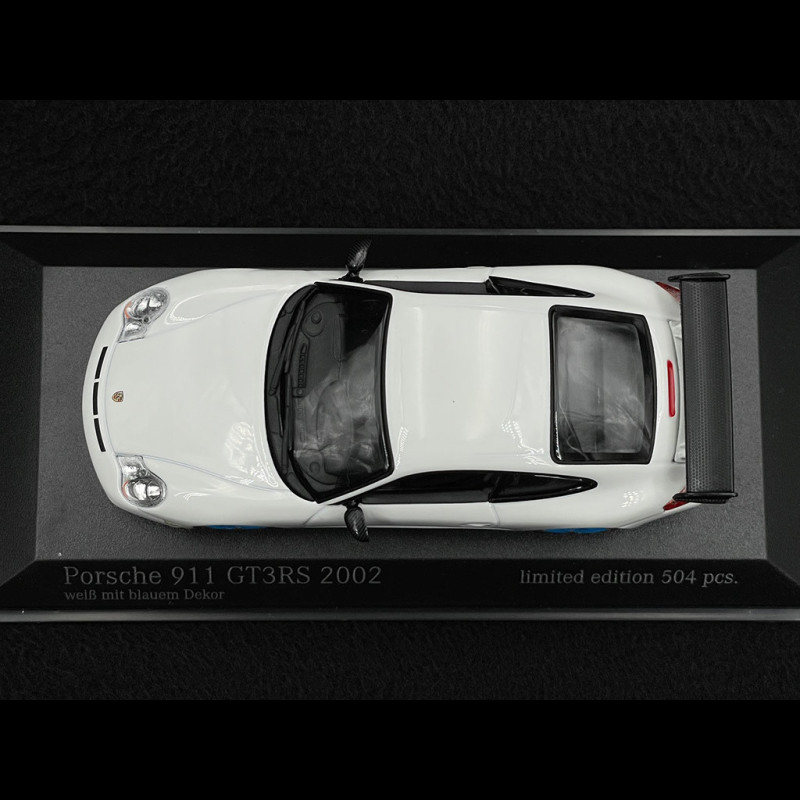Porsche 911 GT3 RS Type 996 2002 Carraraweiß / Mexicoblau 1/43 Minichamps 403062029