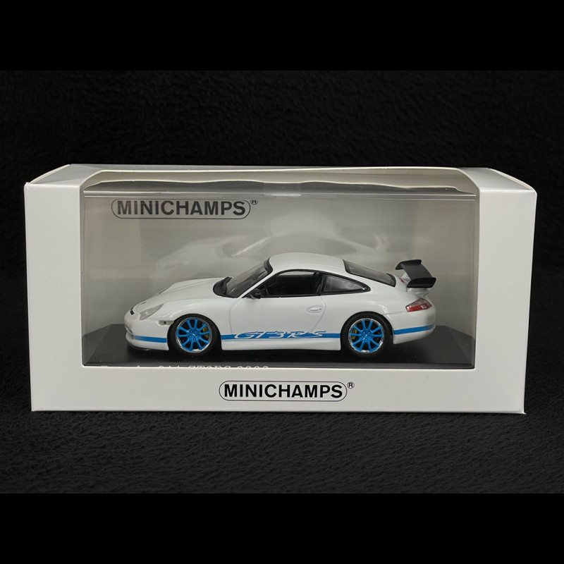Porsche 911 GT3 RS Type 996 2002 Carraraweiß / Mexicoblau 1/43 Minichamps 403062029