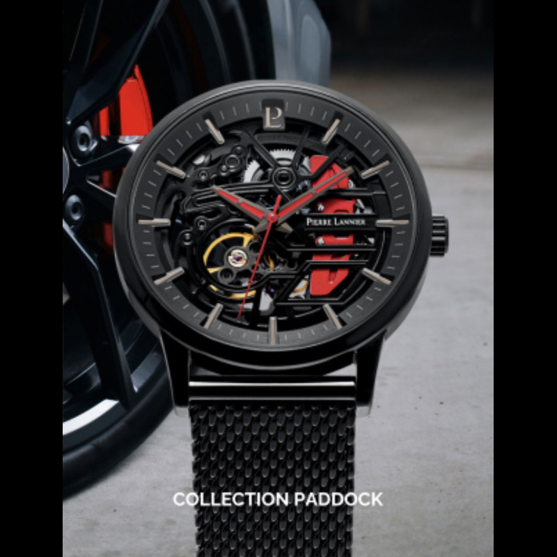 Paddock Automatic Watch Black / Red Metal bracelet Made in France ...