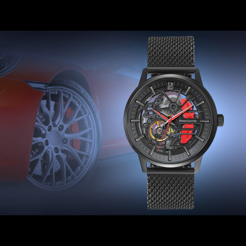 Paddock Automatic Watch Black / Red Metal bracelet Made in France ...