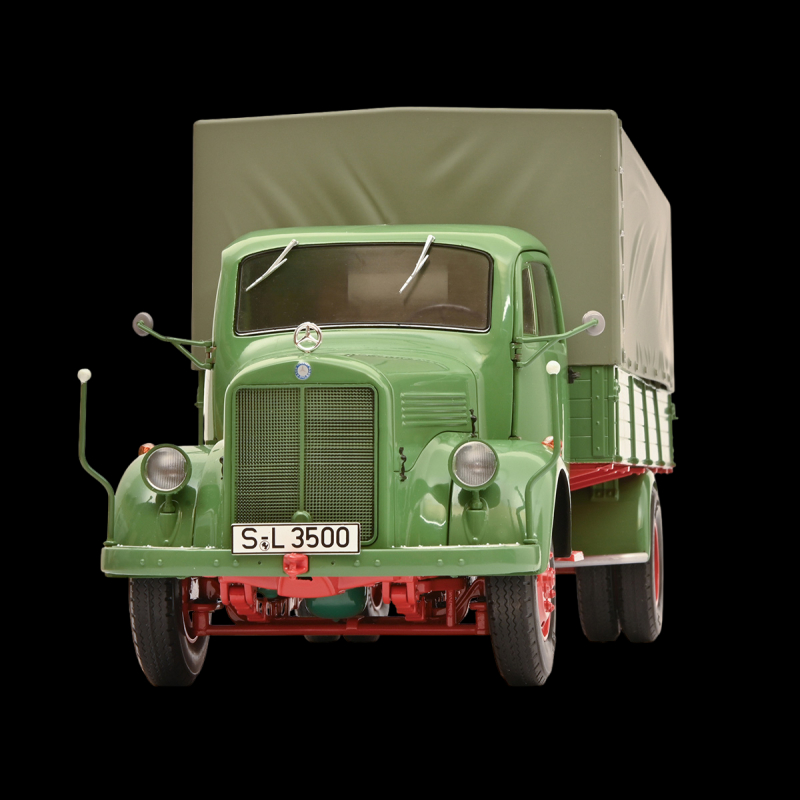 Mercedes-Benz L3500 Truck Covered flatbed 1951 Reseda green 1/18 Schuco ...