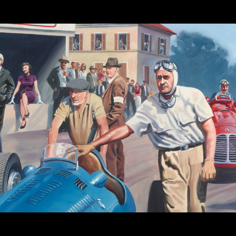 Poster "Gina al Gran Premio di Monza" 1950 original drawing by Benjamin ...