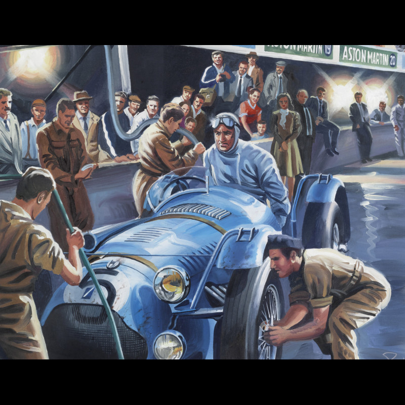 Poster Talbot-Lago T26 Louis Rosier 24h Le Mans 1950 original drawing by Benjamin Freudenthal