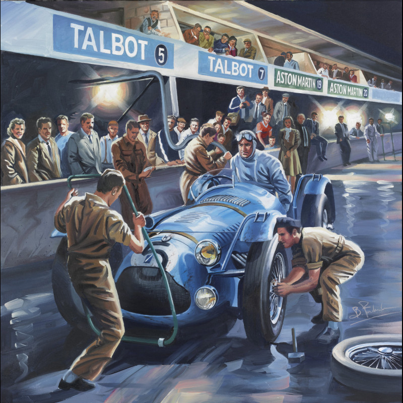 Poster Talbot-Lago T26 Louis Rosier 24h Le Mans 1950 Original Zeichnung ...